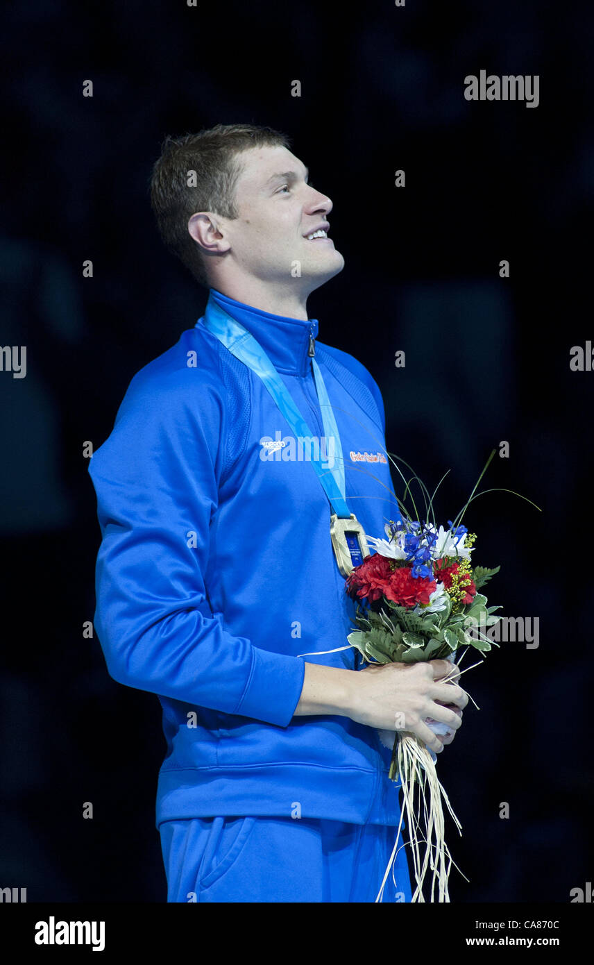 June 25, 2012 - Omaha, NEBRASKA, USA - Peter Vanderkaay acknowledges ...