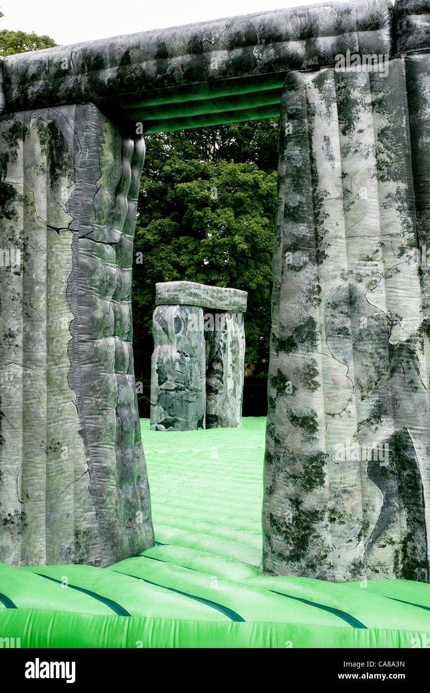 A view through the stones of the life-sized inflatable replica of ...