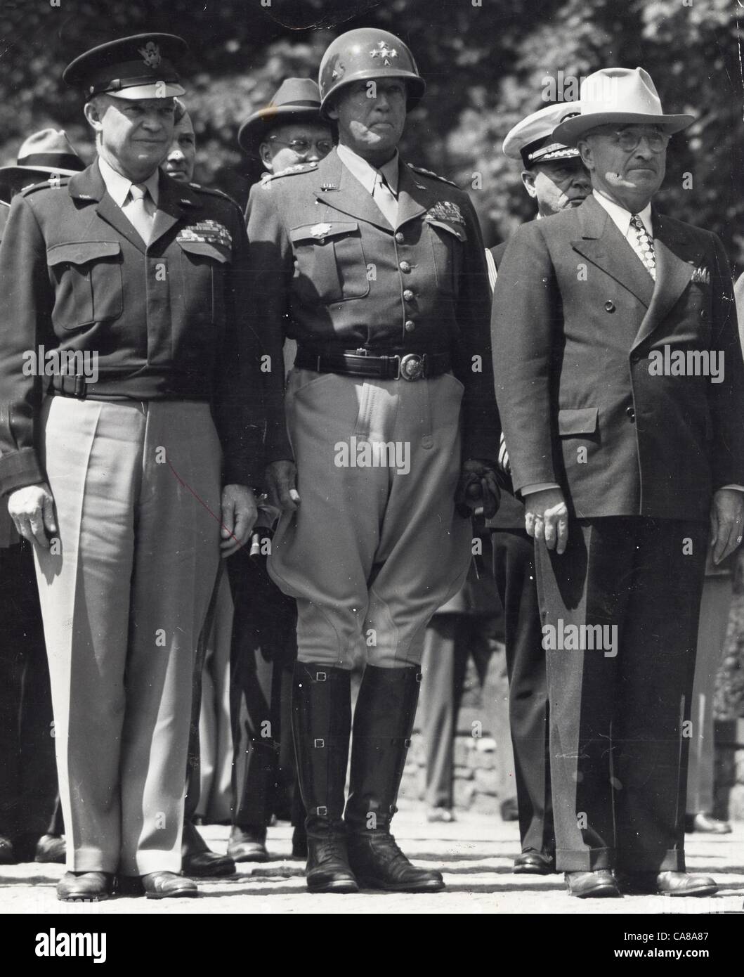 GENERAL GEORGE PATTON with president Truman at the special flag raising ...