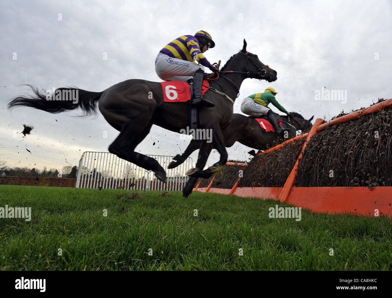 Zamina ridden by Dominic Elsworth jumps the last in the Toll House ...