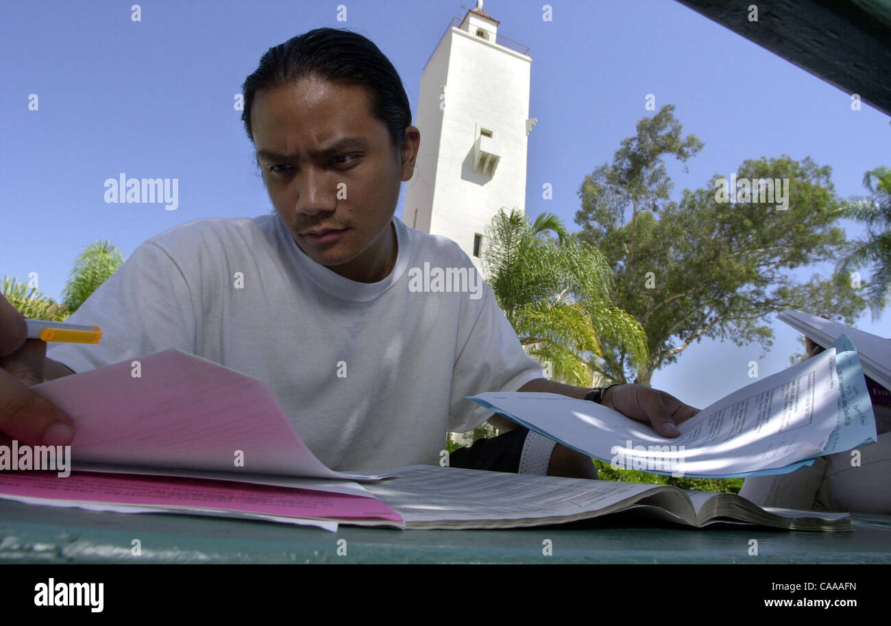 (published 09/08/2003, B-1:1,3) Nelson Nunez, 23 looks through an SDSU ...
