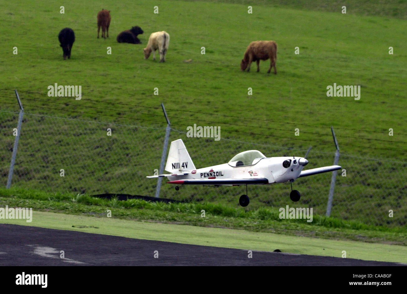 A remote controlled model airplane gains altitude just after takeoff at ...