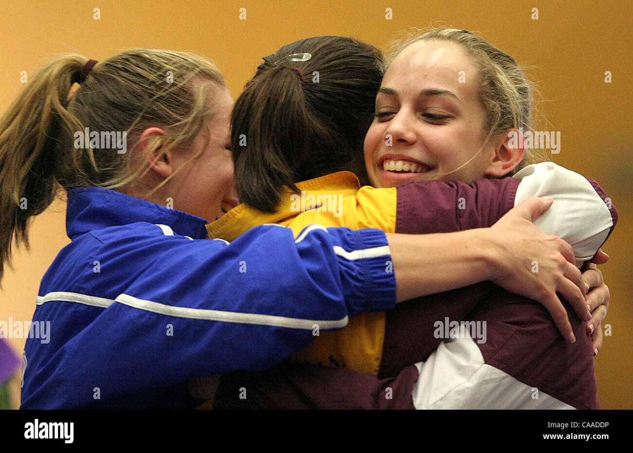 Torrey Pines High School's Colleen Lonac, right, is congratulated by ...