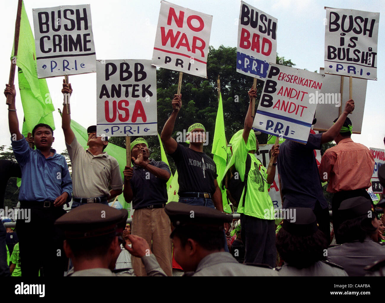 JAKARTA, INDONESIA - MARCH 20, 2003 Hundreds of demonstrators ranging ...