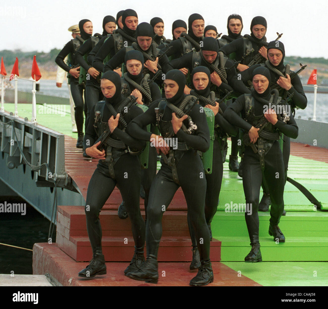 The Russian military divers during the parade, the Navy fleet of Russia ...