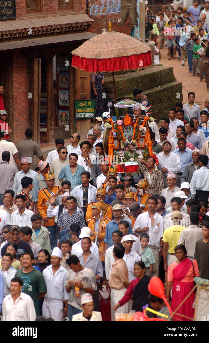 BHAKTAPUR, KATHMANDU, NEPAL Nepalese parade in procession at the main ...