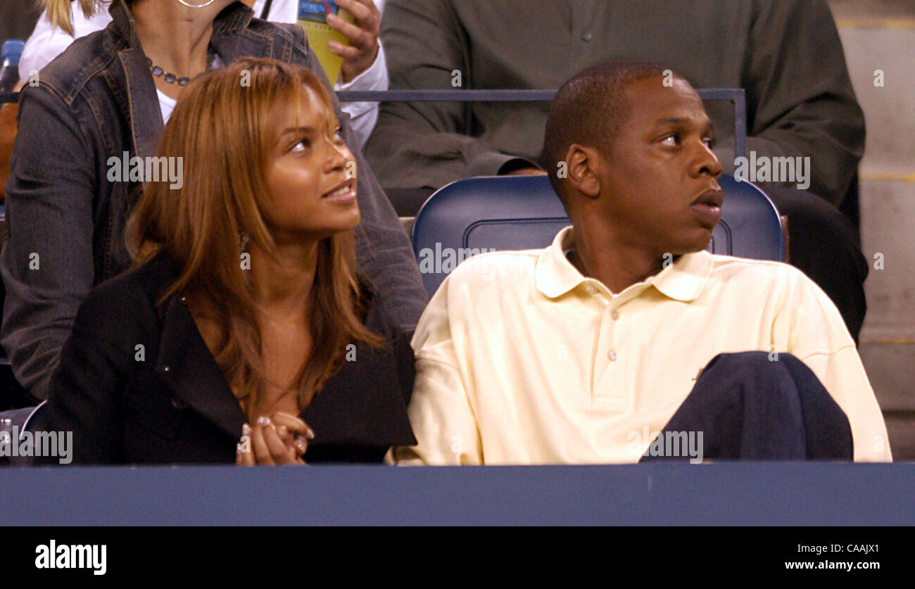 Singer BEYONCE with rapper JAY-Z at the US Open in Flushing Meadows, NY ...
