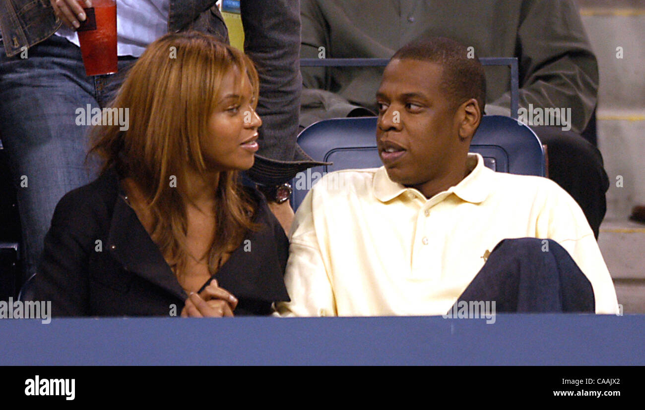 Singer BEYONCE with rapper JAY-Z at the US Open in Flushing Meadows, NY ...
