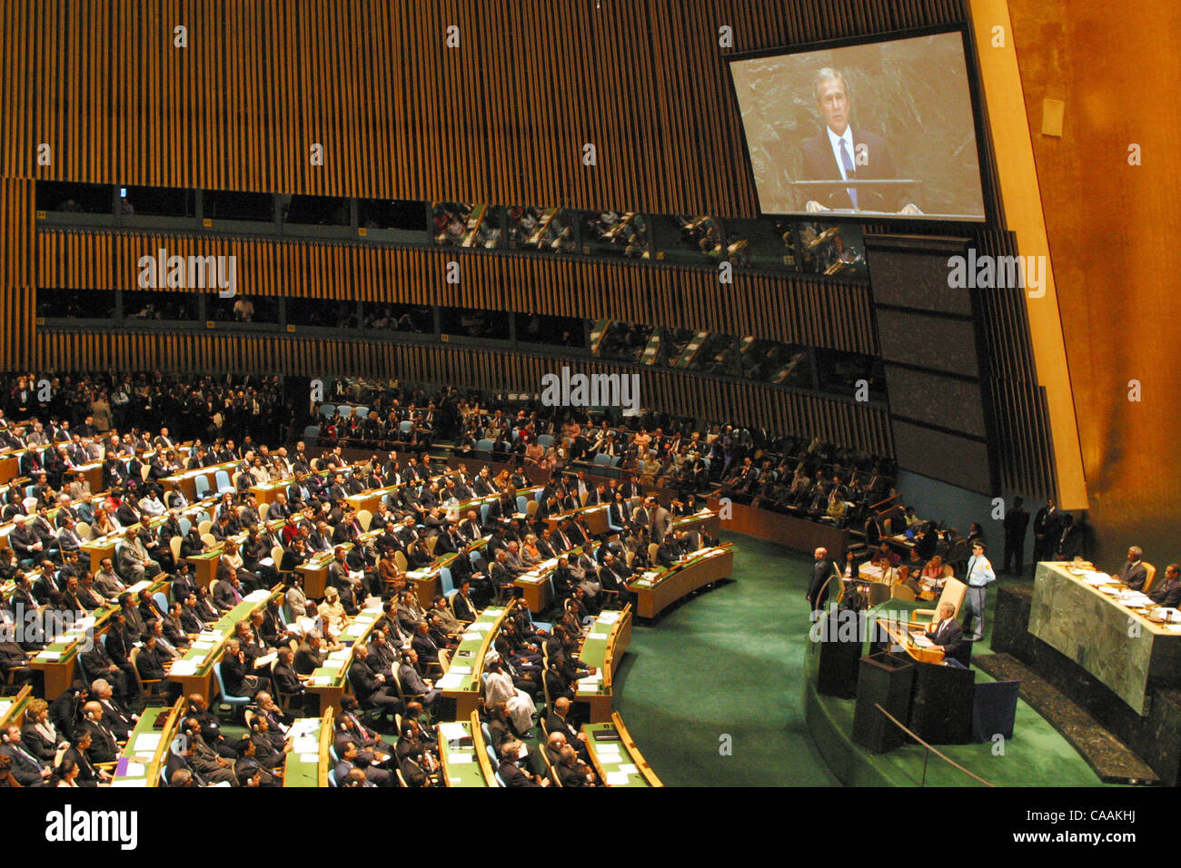 President of US George Bush at the U.N for the General Assembly meeting ...