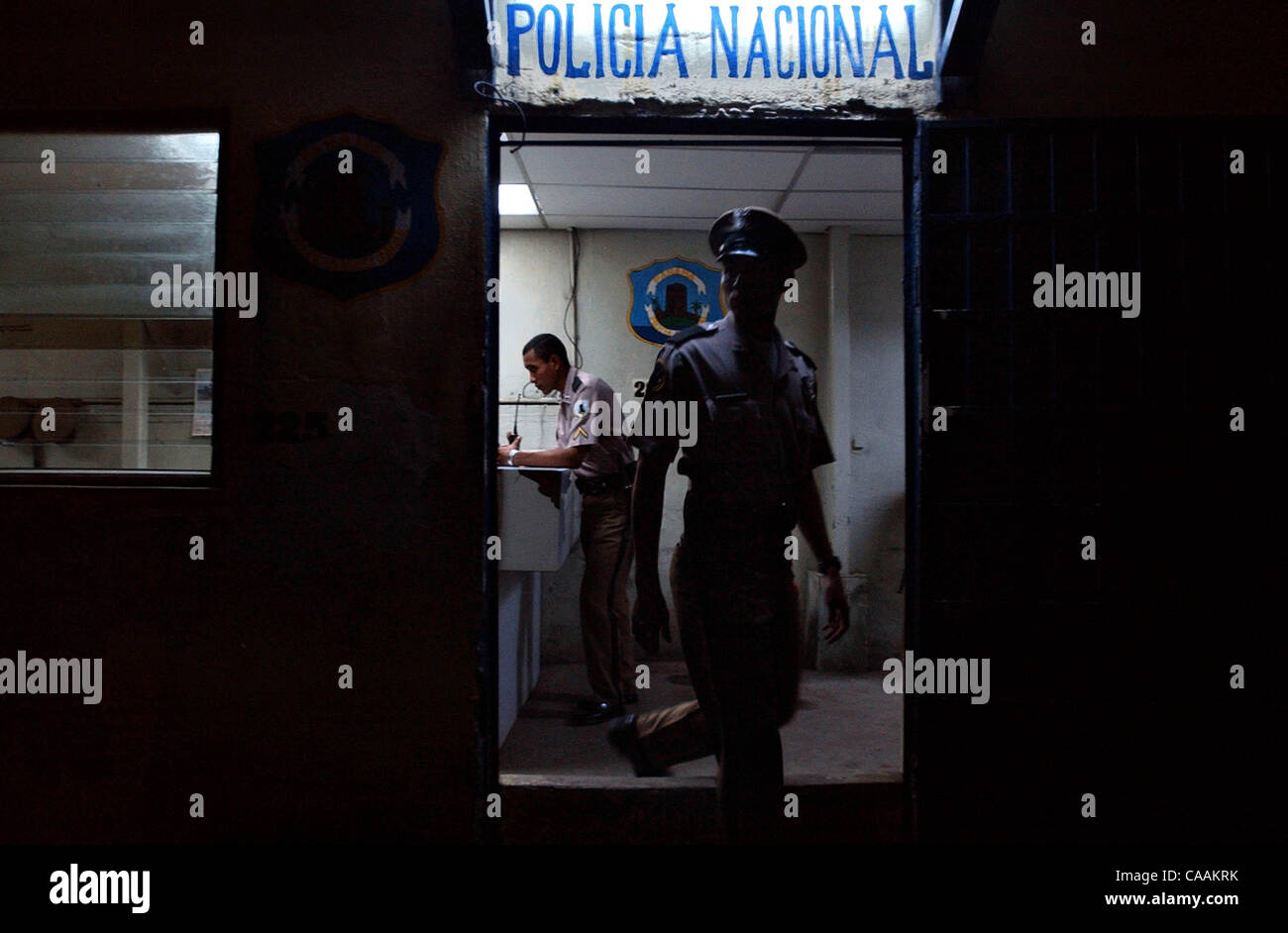 Members of the National Police change shifts at a substation in Panama ...