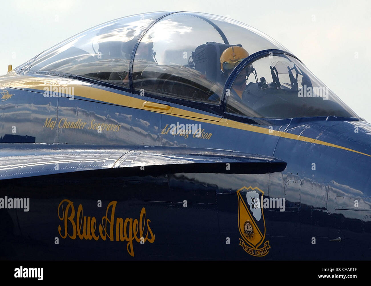 METRO --- Blue Angels pilot Lt. Craig Olson gets reaady to practice ...