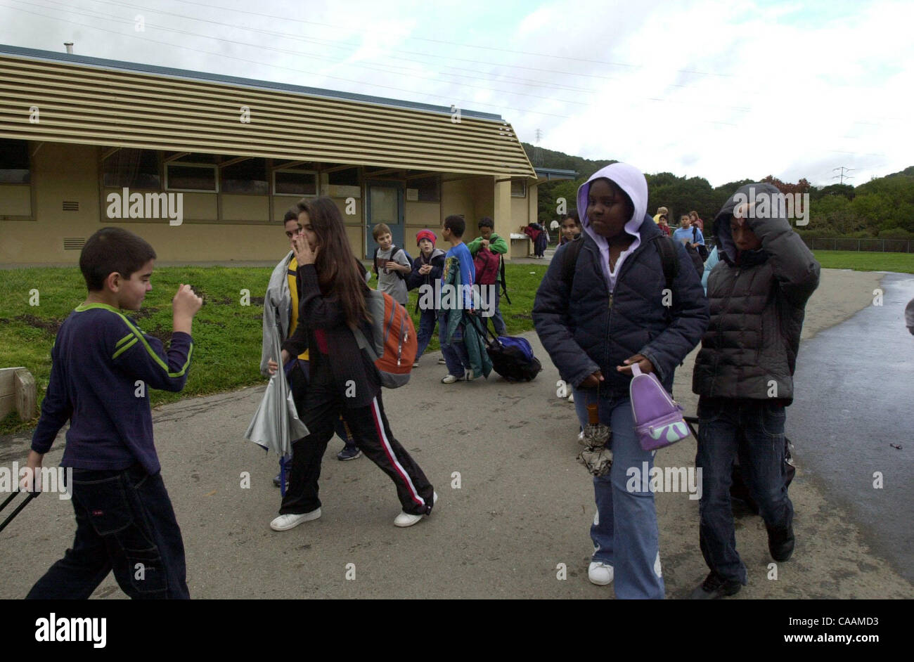Olinda Elementary School students file out of class at the end of the ...