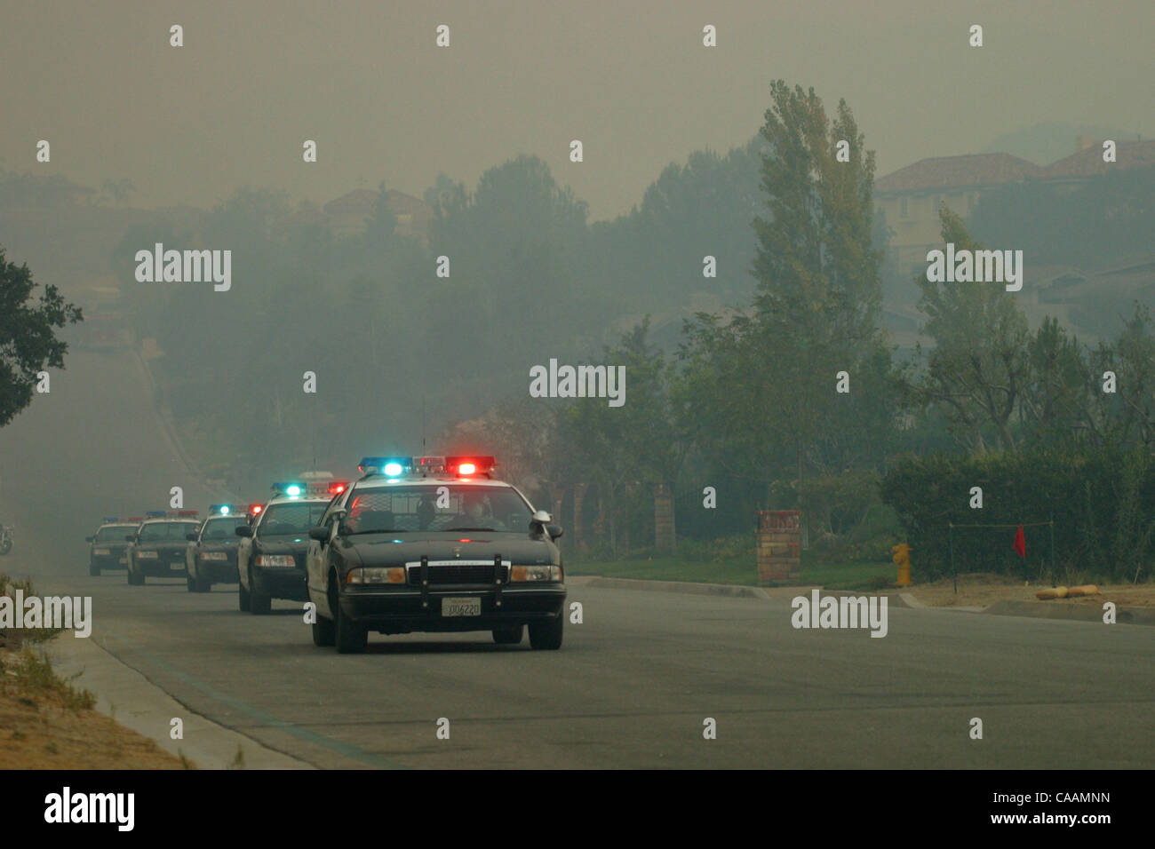 Oct 27, 2003; Los Angeles, CA, USA; Police on patrol as the approaching ...