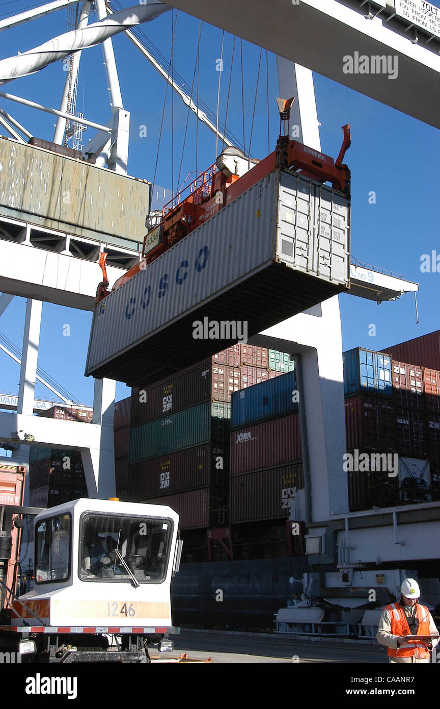 Dec 02, 2003; Savannah, GA, USA; A container lifted from a truck bed by ...