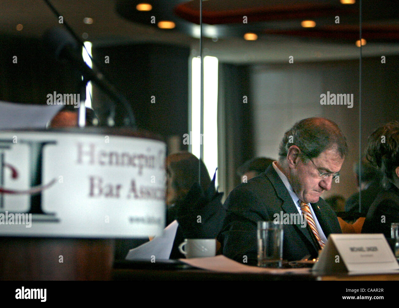 May 24, 2007 - Minneapolis, MN - Tom Heffelfinger listens to an award ...