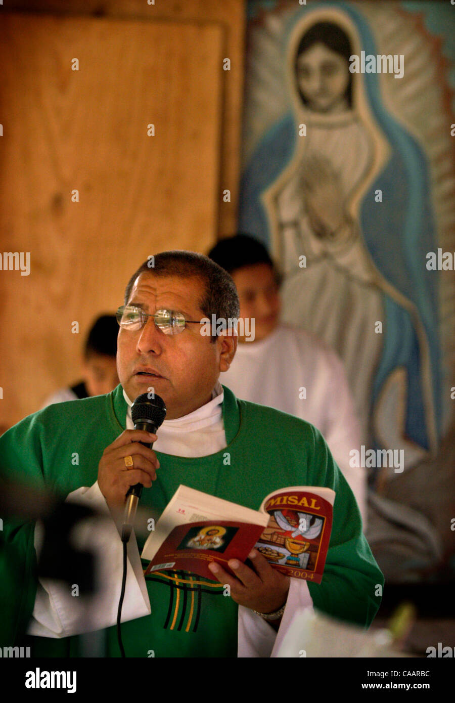 Father Abel Quispe spoke to the congregation gathered for mass in a ...