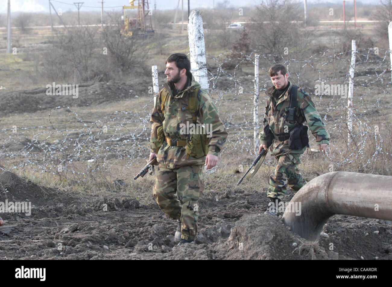 Chechen soldiers guarding oil pipeline in Chechnya Stock Photo - Alamy