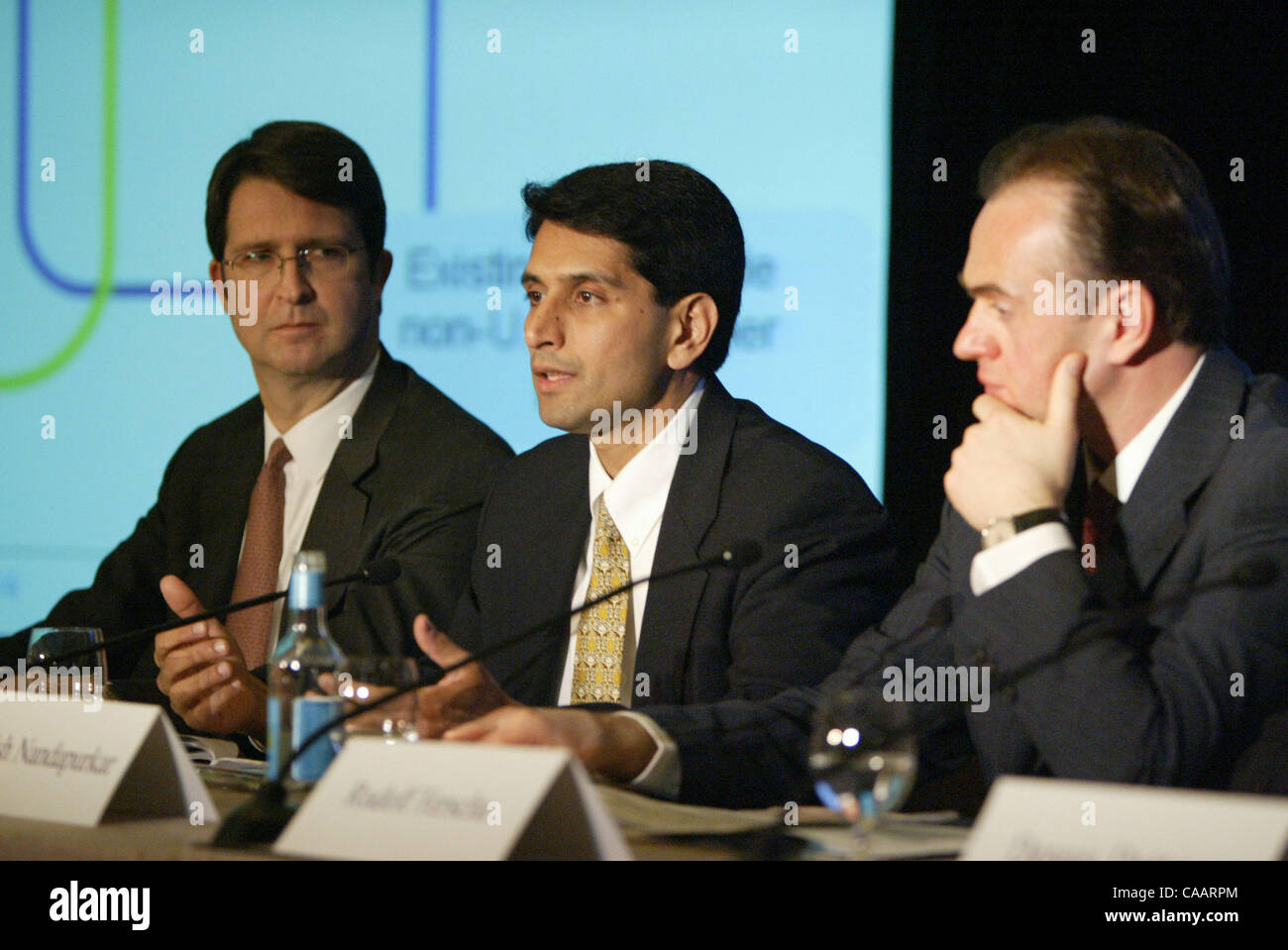 From left, Mike McErlean, Sales Director Eurex US, Satish Nandapurkar ...