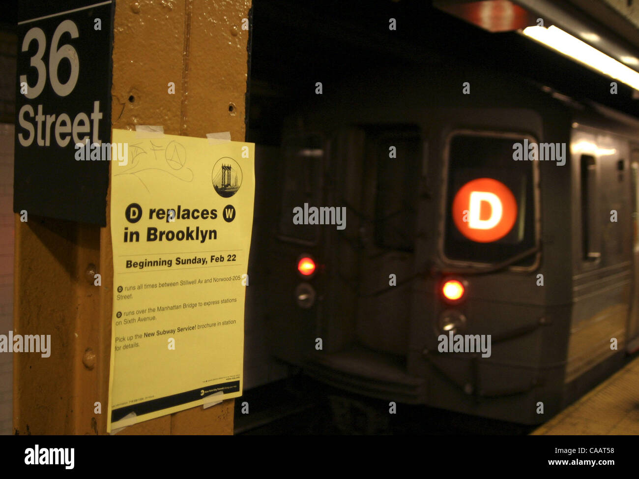 Feb 22, 2004; New York, NY, USA; The D train enters the 36 St. station ...