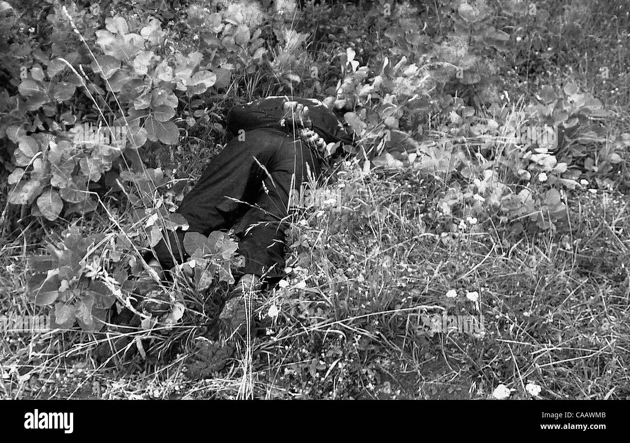 Xrce, Kosovo June 1999 The bodies of three men lay in the bushes beside ...