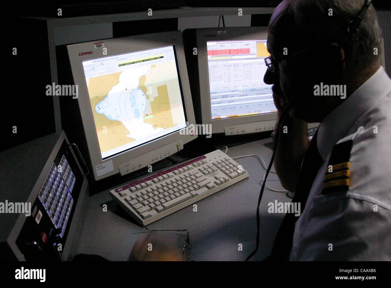 An operator of the Istanbul control center of the Turkish Straights ...