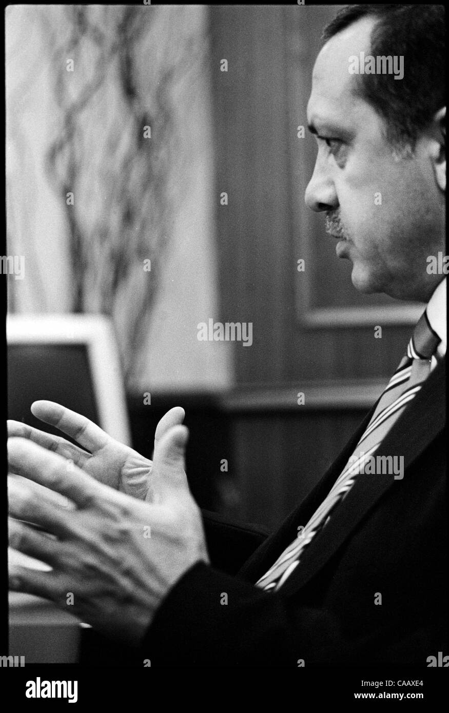 Recep Tayyip Erdogan, prime minister of Turkey, in an interview in his ...