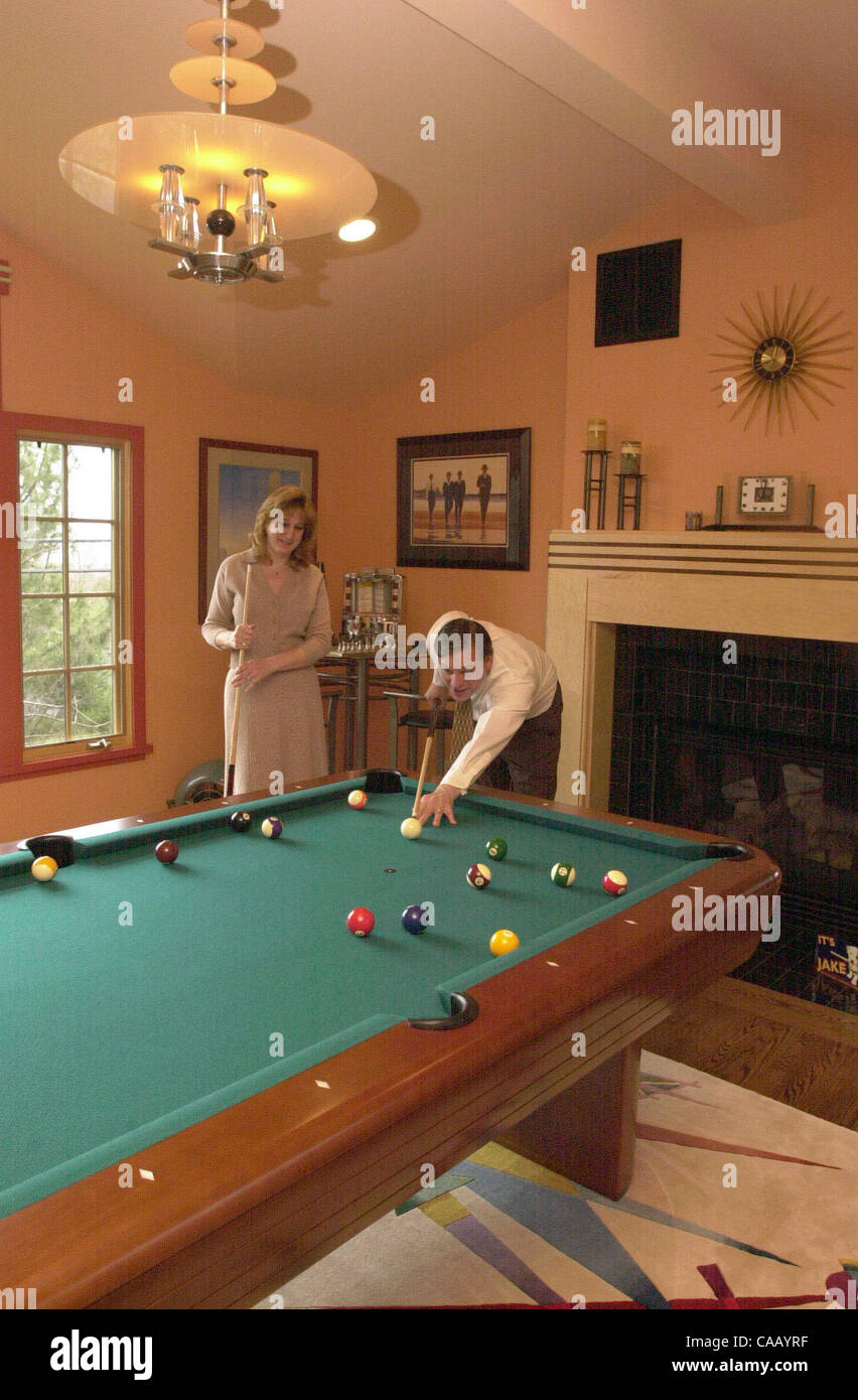 Jeff and Linda Brader, Lafayette in their pool room are amid art deco ...