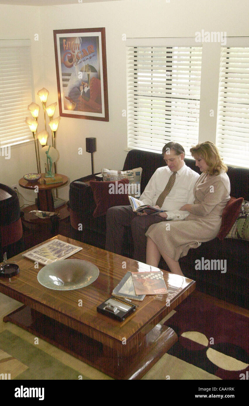 Jeff and Linda Brader, Lafayette in their lining room with their french ...