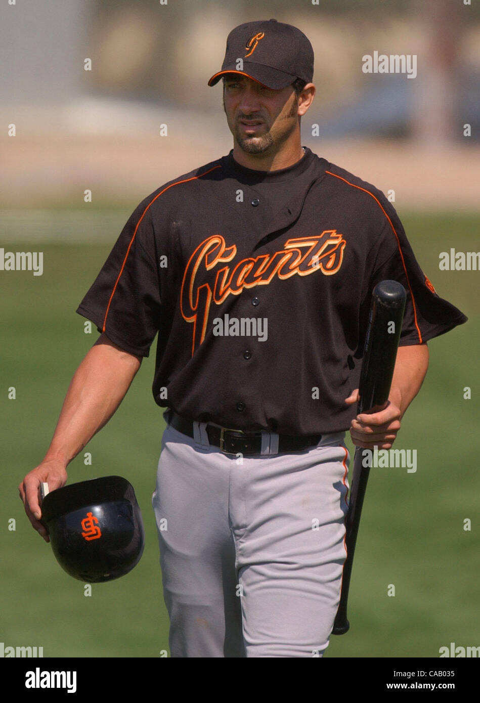 San Francisco Giants' Dustin Hermanson, #32, walks back from hitting ...