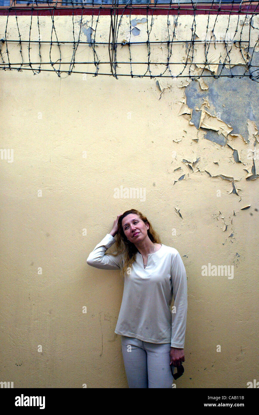 Sara Aldrete leans up against the prison wall in Mexico City where she ...