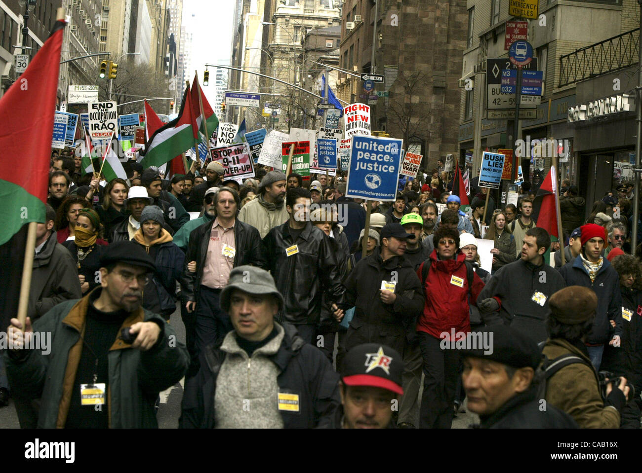 Mar 20, 2004; Manhattan, NY, USA; Anti-War protestors march through ...