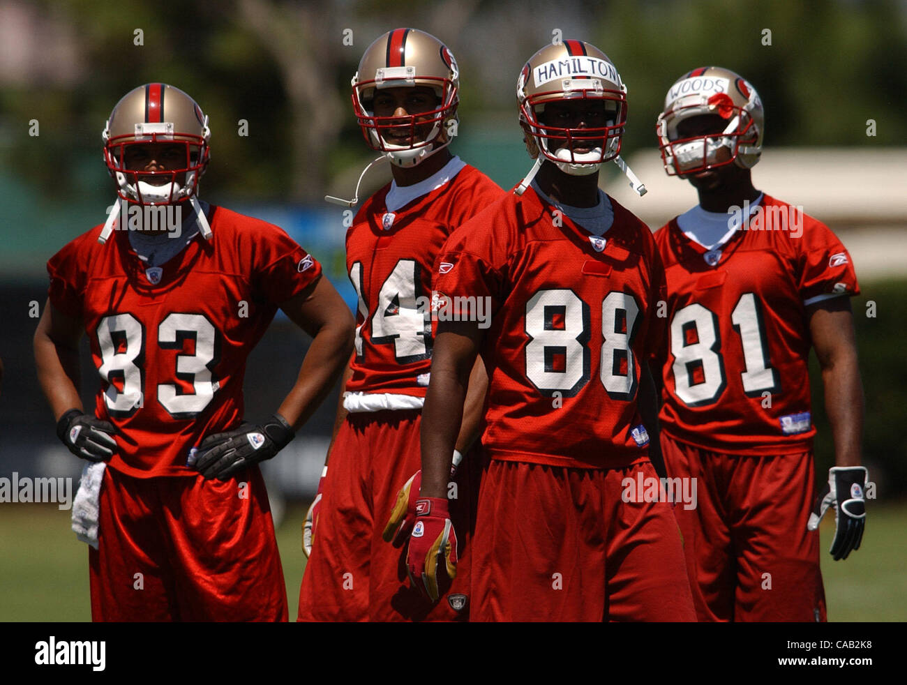 San Francisco 49ers Arnaz Battle, #83, Brian Poli-Dixon, #14, Derrick ...