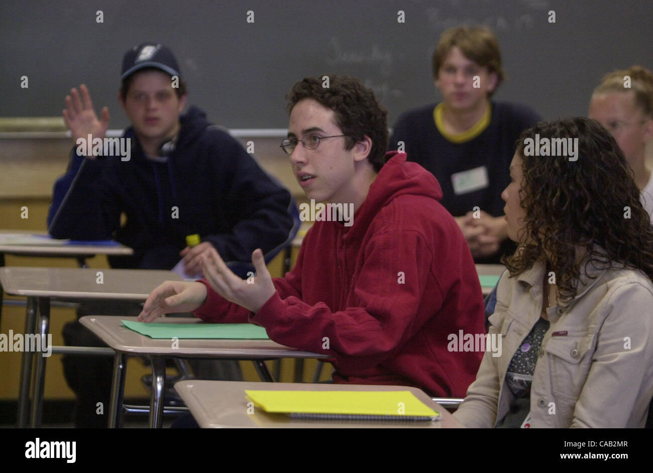 Dustin St. John (cq), a junior from Las Lomas High School talks about a ...