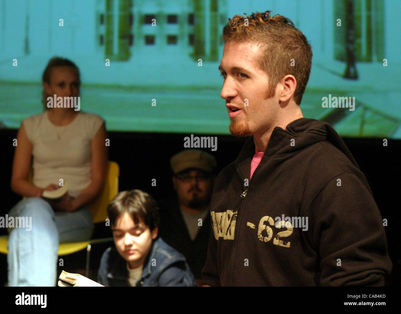 Jimmy Gale (cq) rehearses a scene from the Los Medanos College Players ...