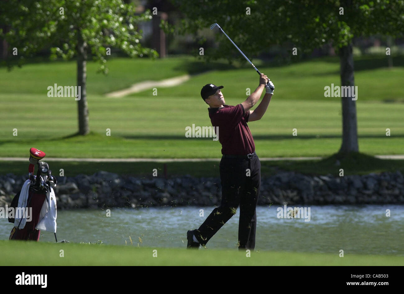 Liberty's number one player, Kyle Kulling, drives the ball during a ...