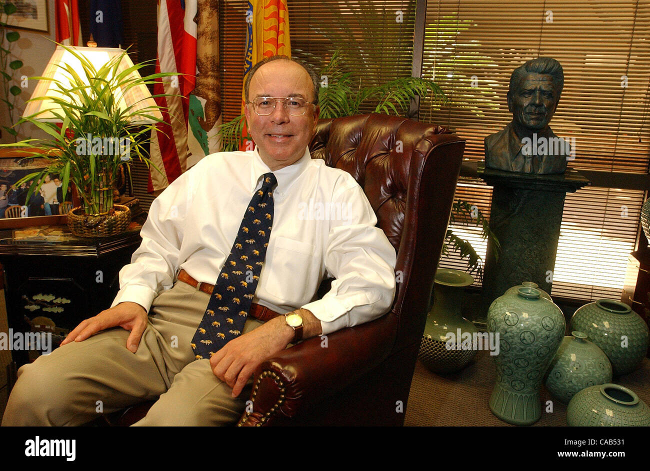 Orange County Republican Chairman Tom Fuentes, age 55, sits in his ...