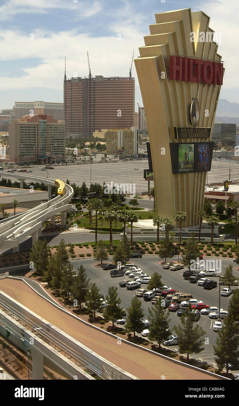 May 6, 2004; Las Vegas, CA, USA; A train on a test run on the LAS VEGAS ...