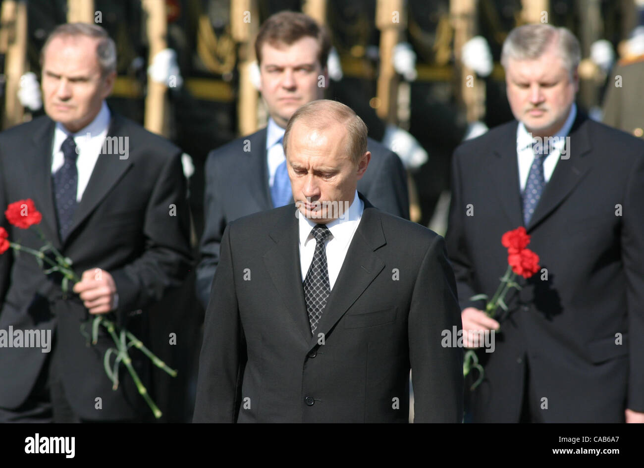 The president of Russia Vladimir Putin on putting on of a wreath to the ...