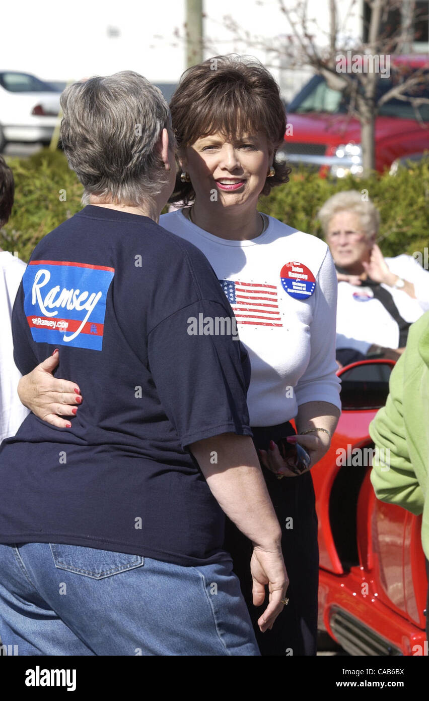 May 11, 2004; Charlevoix, MI, USA; PATSY RAMSEY presses palms while ...