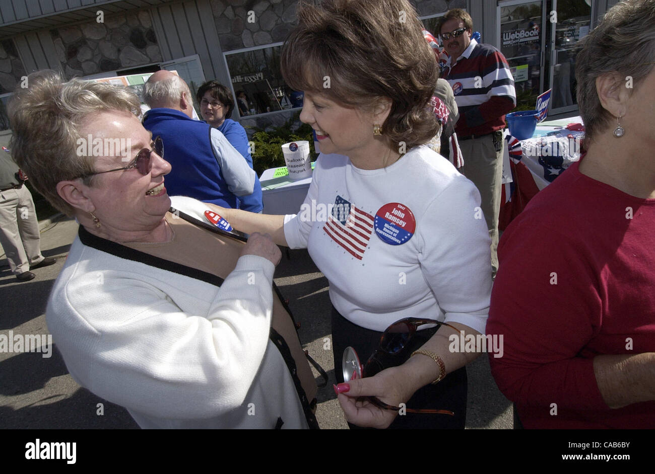 May 11, 2004; Charlevoix, MI, USA; PATSY RAMSEY presses palms while ...