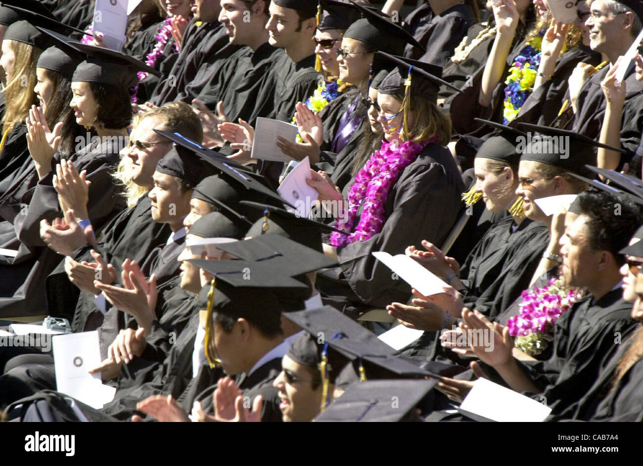 UC Berkeley students applaud during 2004 commencement convocation at ...