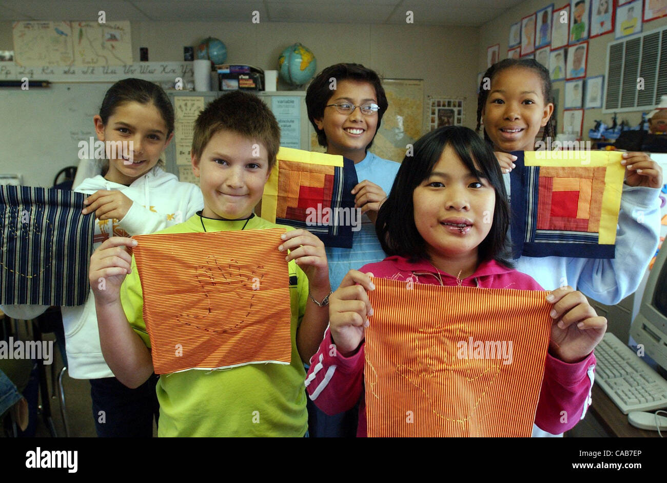 From left: Otis Elementary School students Nadia Mounzih, 10, Blair ...