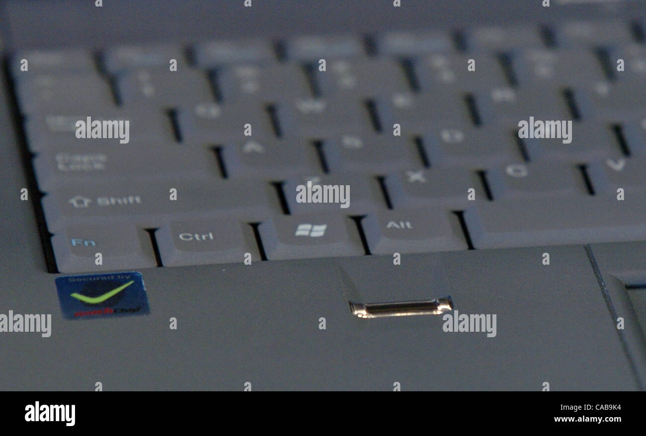 This fingerprint sensor (foreground right) is built into a laptop ...