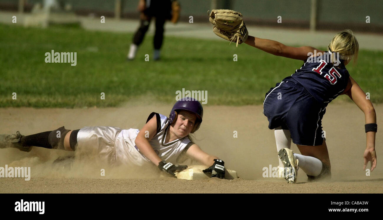 College Park's Rachel Yokum (#23) is tagged out by Campolindo's Kate ...