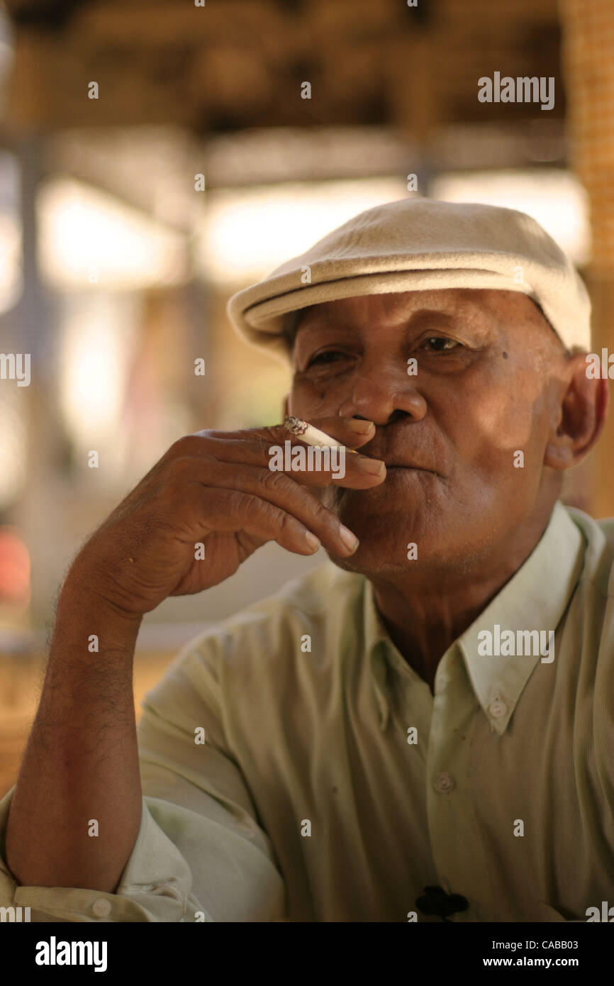 DEPOK, INDONESIA - JUNE 02, 2004 A famous Indonesia literalist and a senior journalist Mr ...