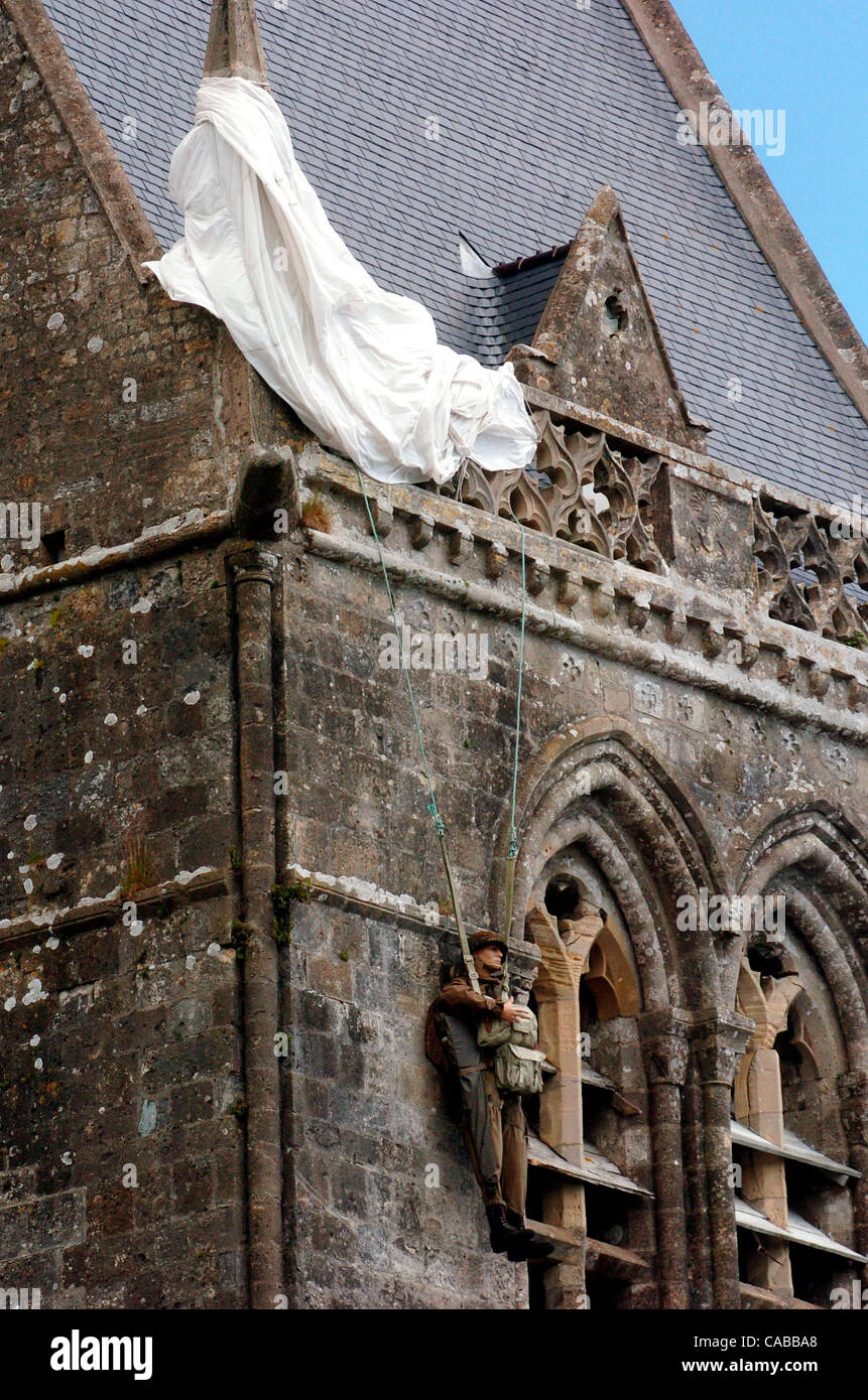 Jun 05, 2004; Normandy, FRANCE; A mannequin representing U.S. Army ...