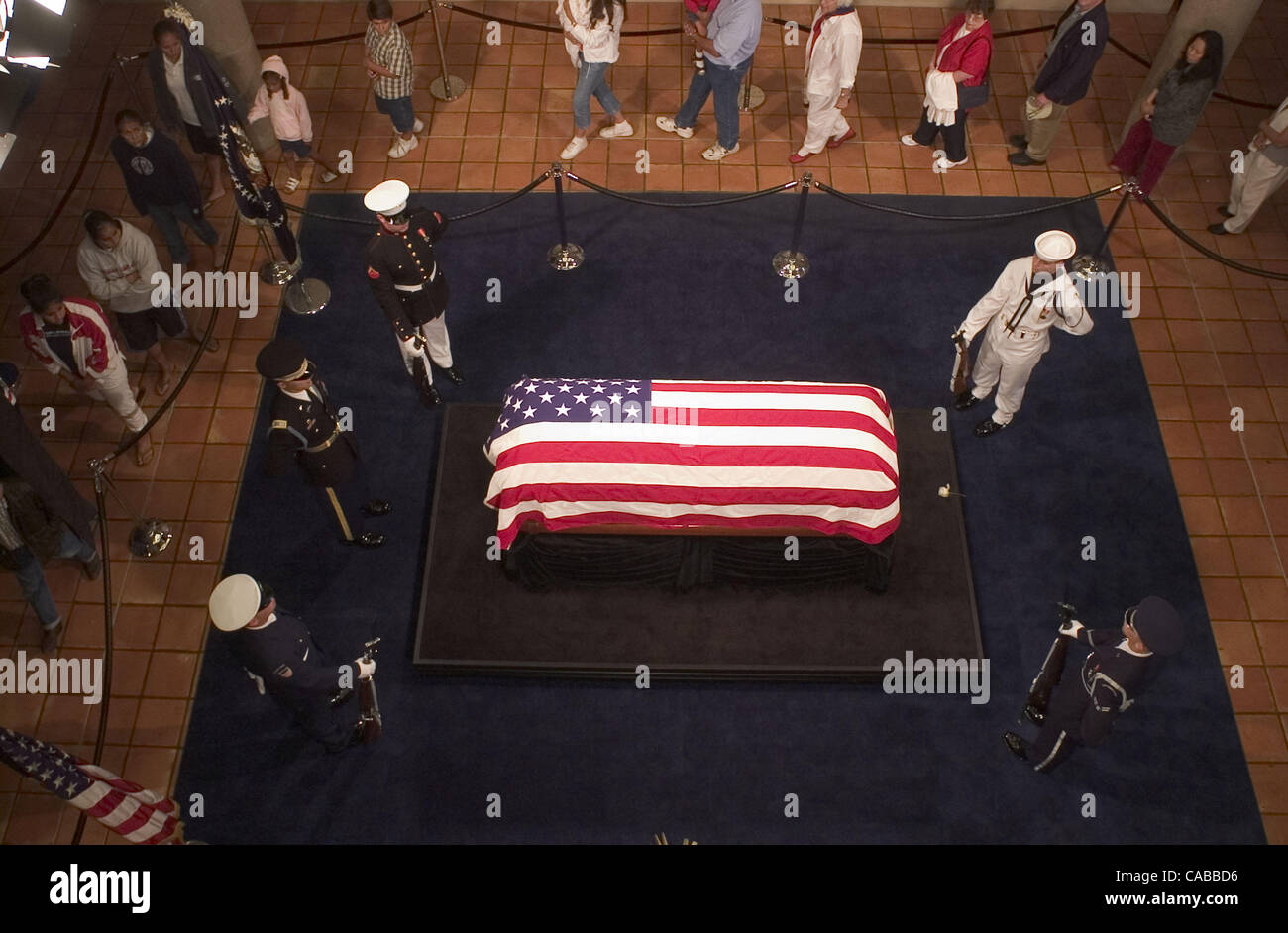 The body of fomer president Ronlad Reagan lies in state at The Ronald ...
