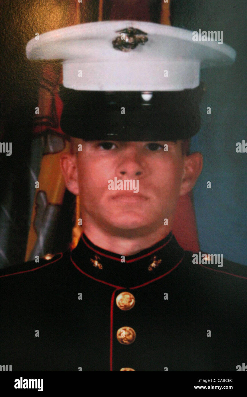 Copy of USMC portrait of Kyle Crowley (cq) photographed at the home of his father Mark Crowley ...