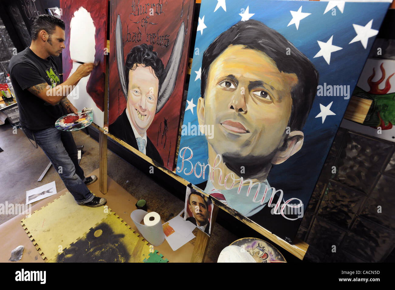 June 21, 2010 - Larose, LOUISIANA, U.S. - Artist Bobby Pitre's ...