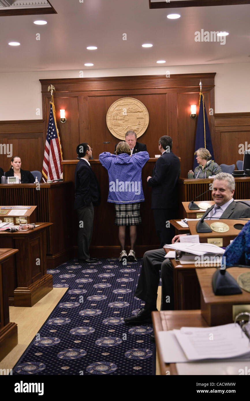 Minority Leader Beth Kerttula (D) (center), Chris Tuck (D) (right), and ...